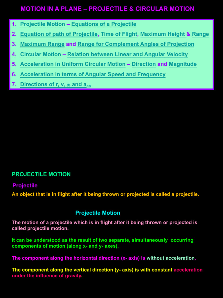 4 Motion in A Plane Projectile and Circulation Motion | PDF ...