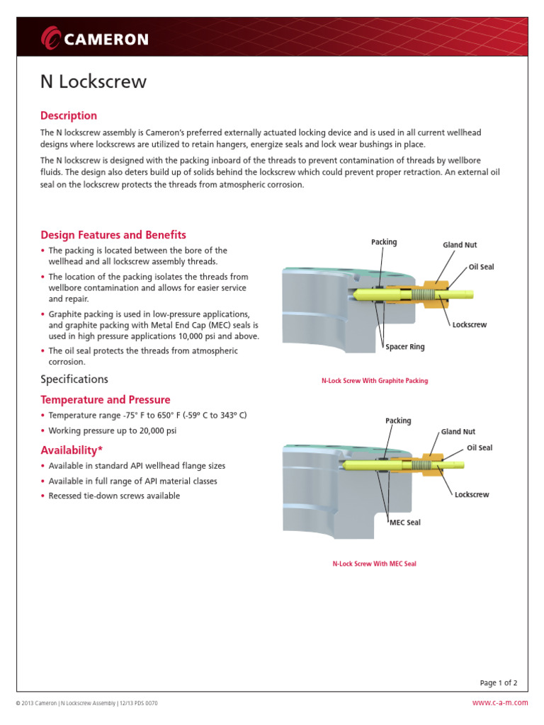 N Lockscrew Assembly for Wellheads | PDF | Valve | Nut (Hardware)