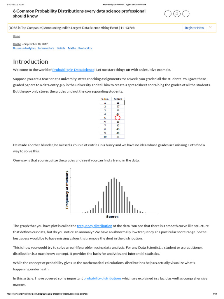 Probability Distribution - Types of Distributions | PDF