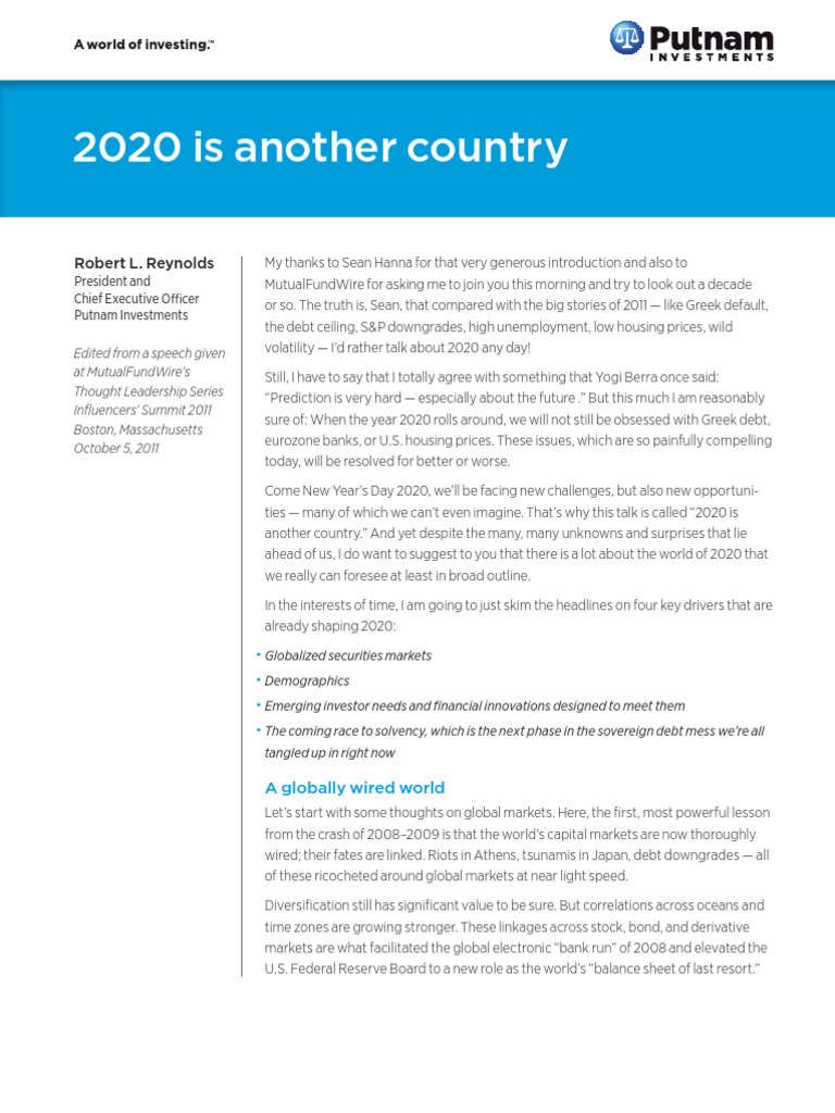 Putnam: 2020 Is Another Country | PDF | Capital Market | Deficit Spending