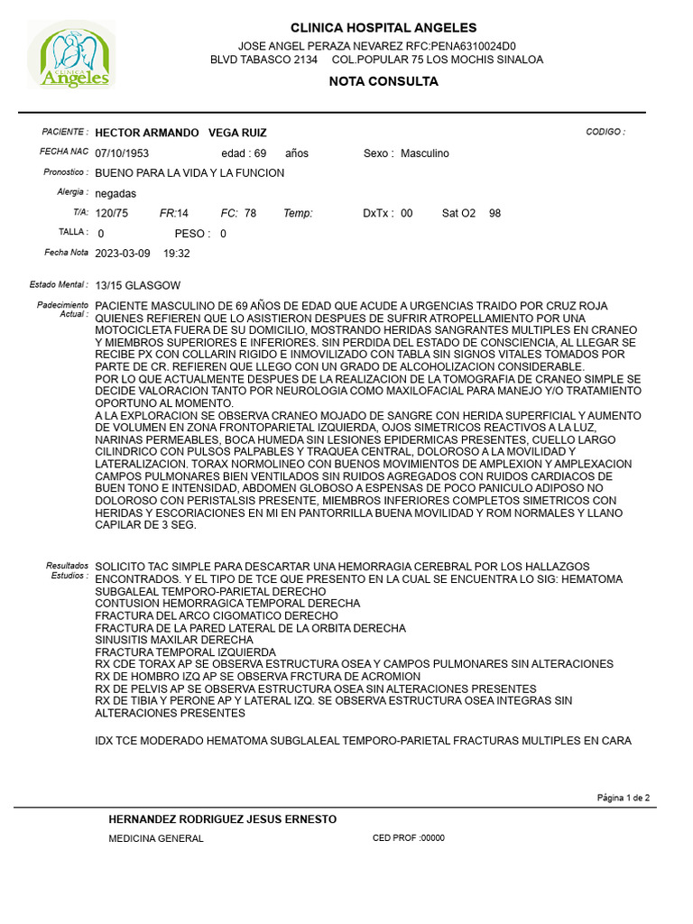 Nota Hector Armando | PDF | Especialidades Quirúrgicas | Emergencias Médicas