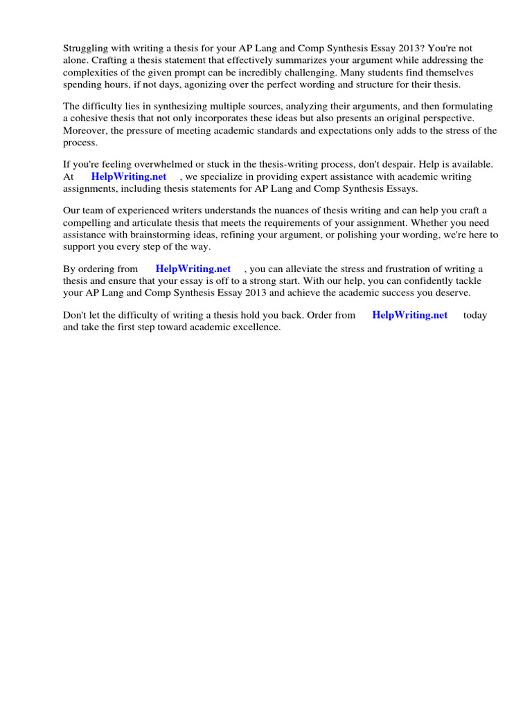 AP Lang and Comp Synthesis Essay 2013 | PDF | Essays