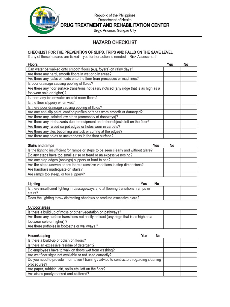 SAMPLE_SLIPTRIPFALL_HAZARD_CHECKLIST | PDF | Stairs