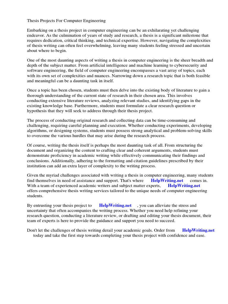 Thesis Projects For Computer Engineering | PDF | Computing | Engineering