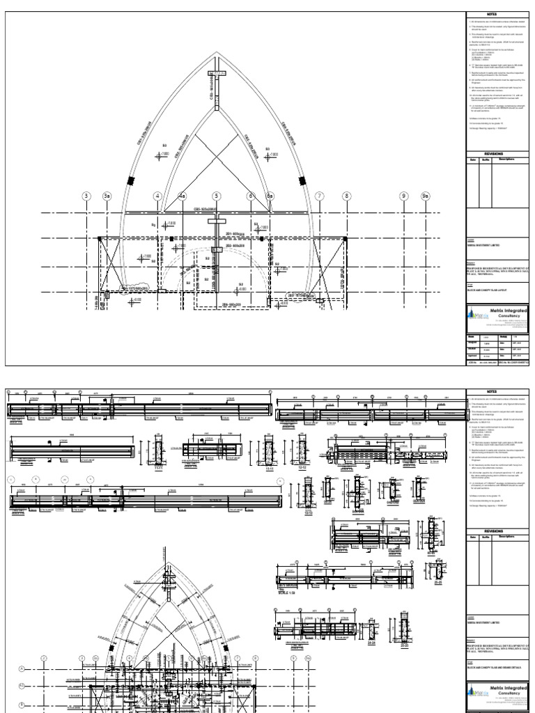 Canopy Slab and Beam Details | PDF | Concrete | Masonry