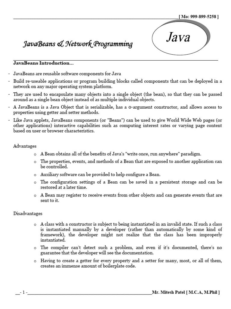 Javabeans and Network Programing | PDF | Internet Protocol Suite | Network Socket