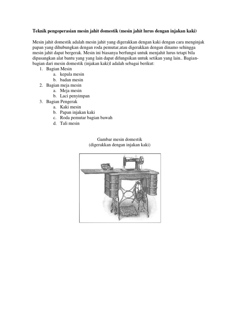 Panduan Operasi Mesin Jahit Domestik | PDF | Komputer | Teknologi ...