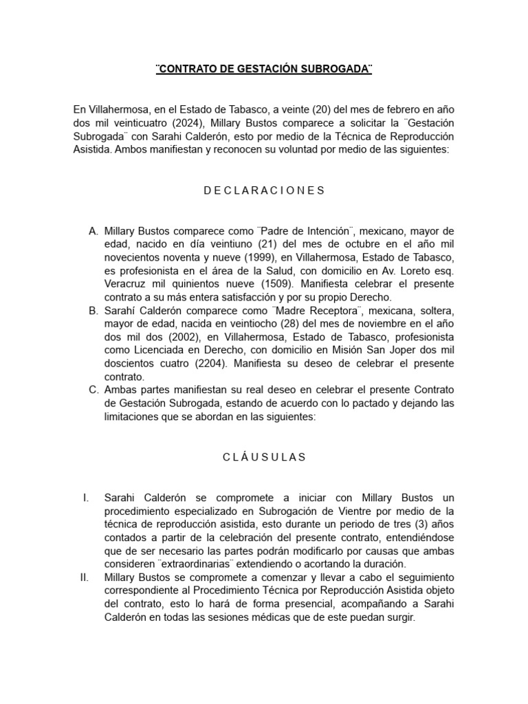 Contrato De Gestación Subrogada Pdf El Embarazo Subrogación