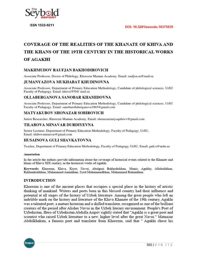 Coverage of The Realities of The Khanate of Khiva and The Khans of The ...