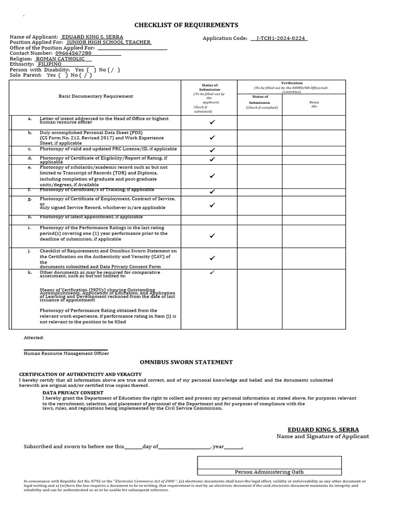 Checklist of Requirements | PDF | Authentication | Verification And Validation