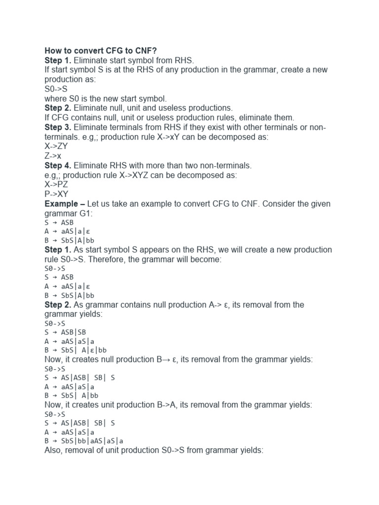 How To Convert CFG To CNF | Download Free PDF | Models Of Computation | Theory Of Computation