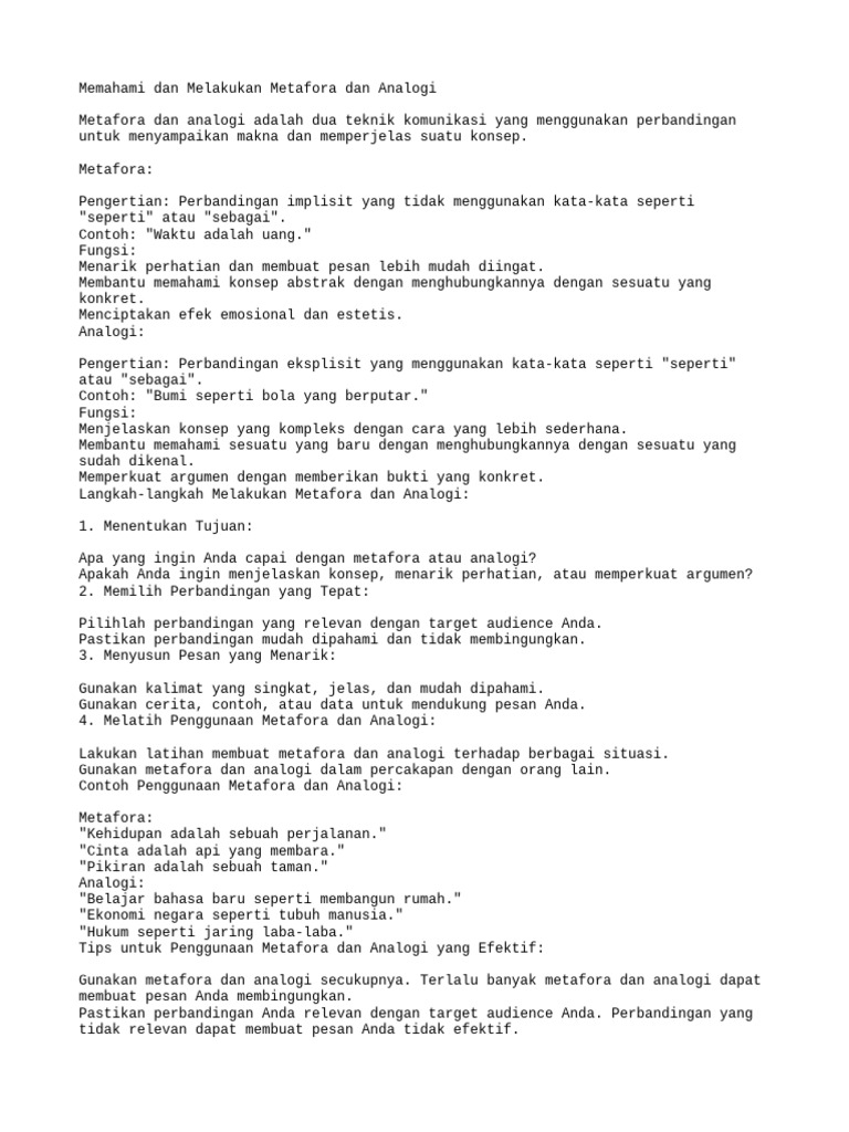 Memahami Metafora dan Analogi | PDF | Karier & Perkembangan