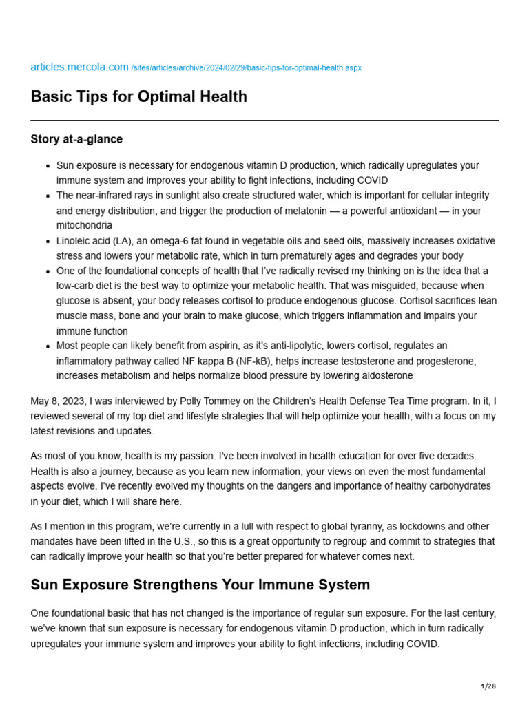 Basic Tips For Optimal Health | PDF | Fat | Omega 3 Fatty Acid