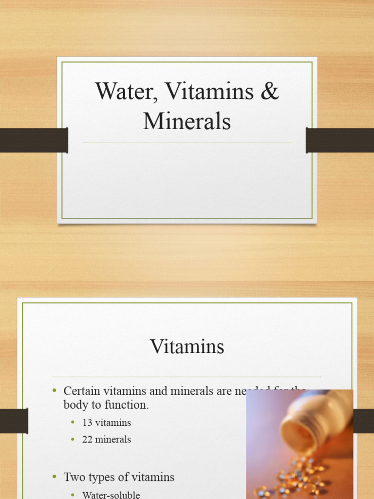 Lesson 8 Vitamins Minerals and Water | PDF | Vitamin A | Vitamin