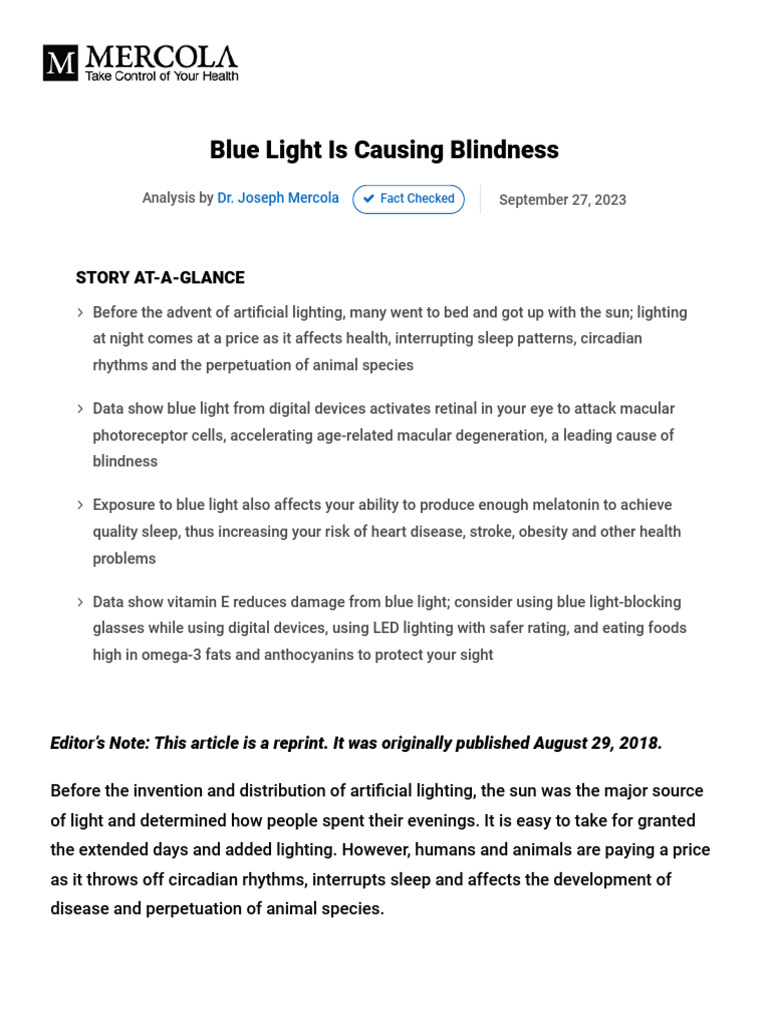 Blue Light Blindness Study | PDF | Retina | Eye