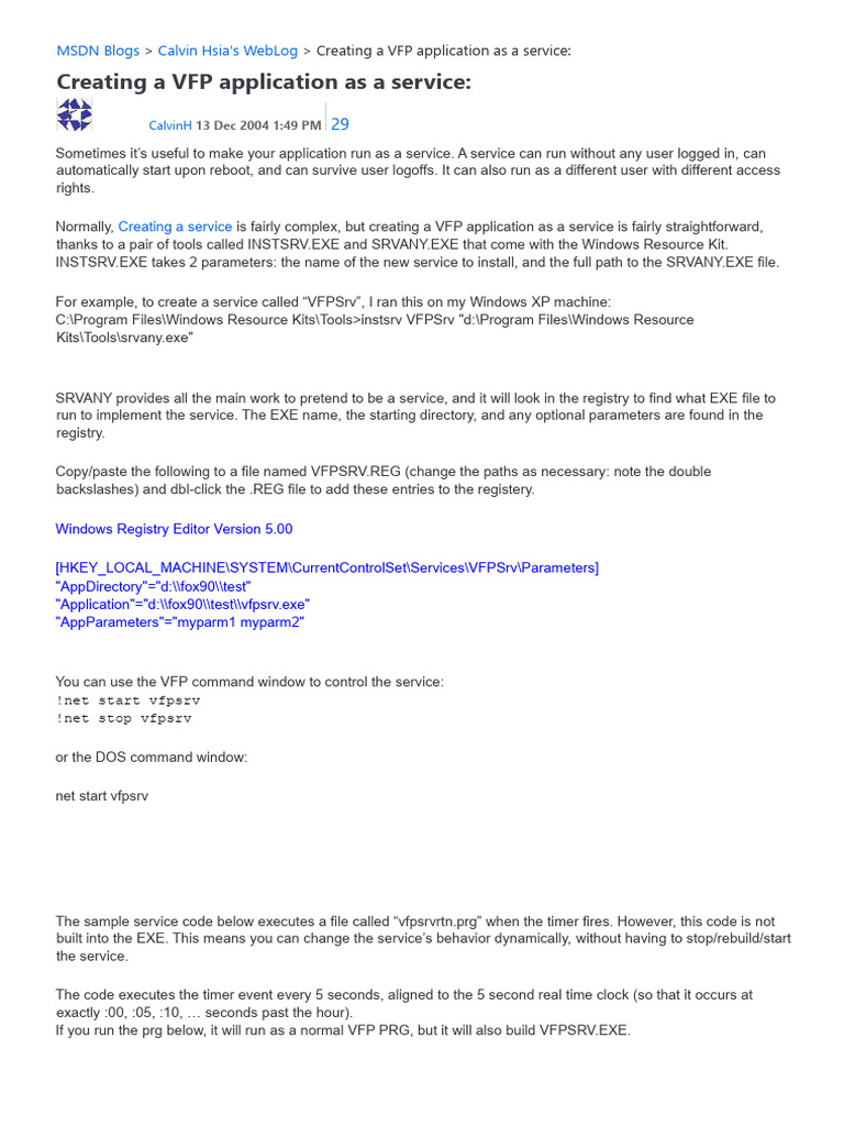 Running VFP Apps as Windows Services | PDF | Windows Registry ...