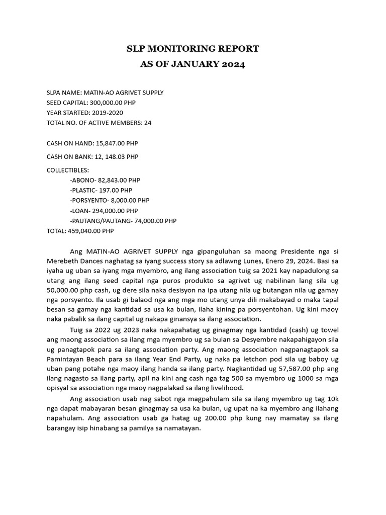 SLP Monitoring Report | PDF