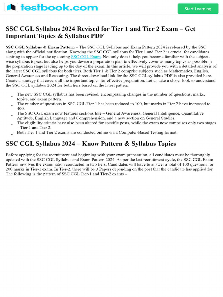 SSC CGL Syllabus 2025 | PDF