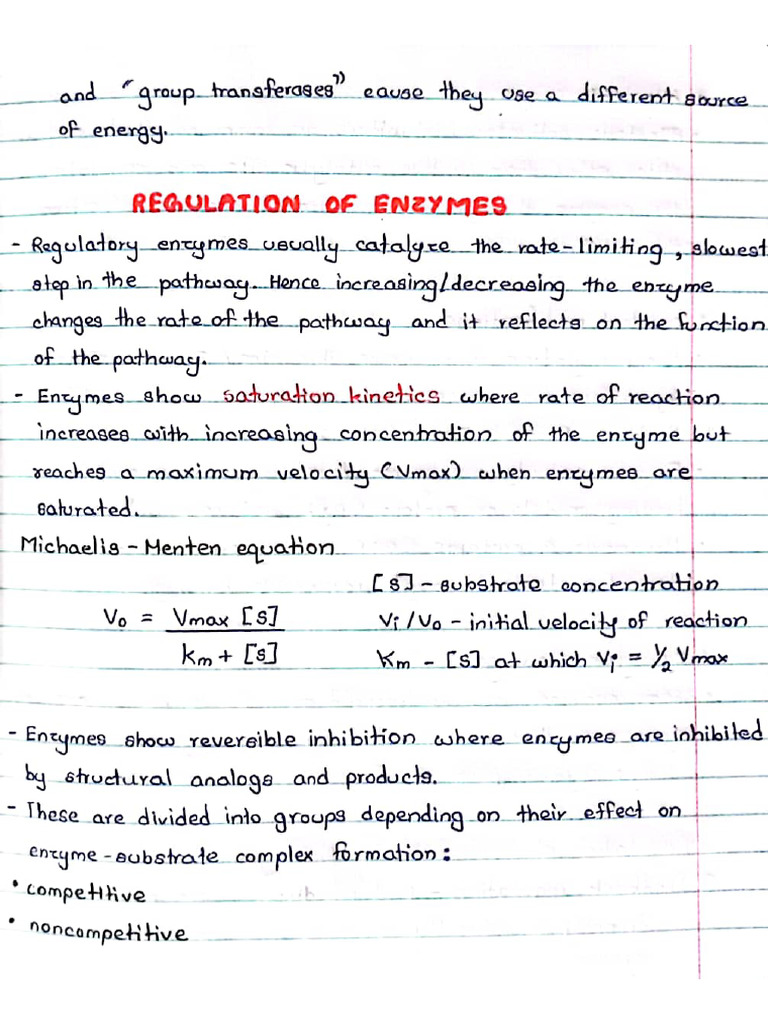 Regulation of Enzymes (Notes) | PDF