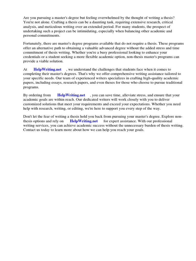 Masters Degrees That Do Not Require A Thesis | PDF | Thesis | Academic ...