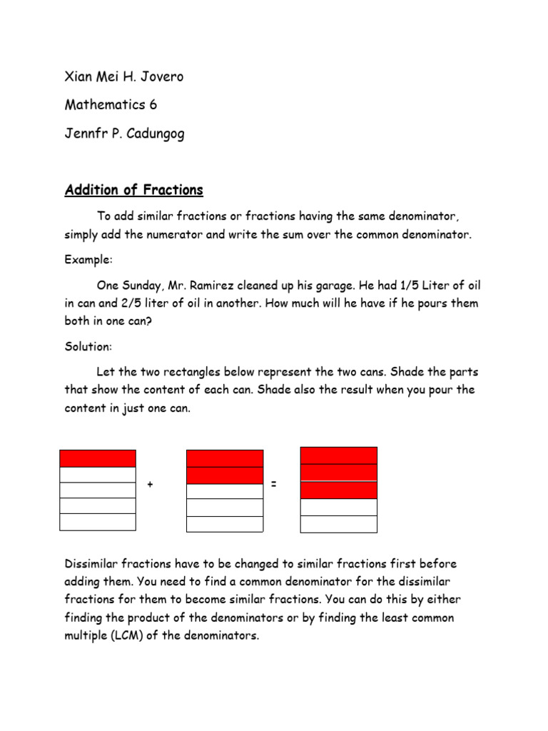 Adding, Subtracting, Multiplying Fractions | PDF | Division ...