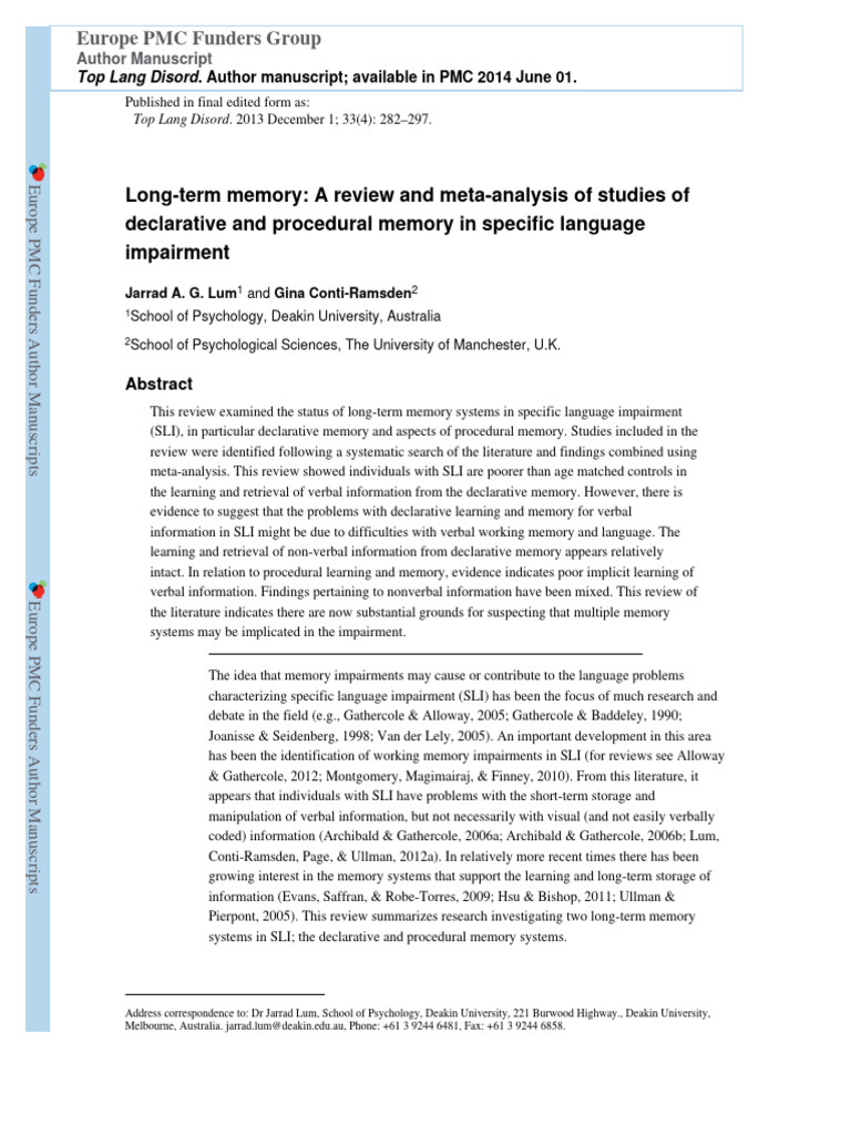 Long Term Memory | PDF | Memory | Recall (Memory)