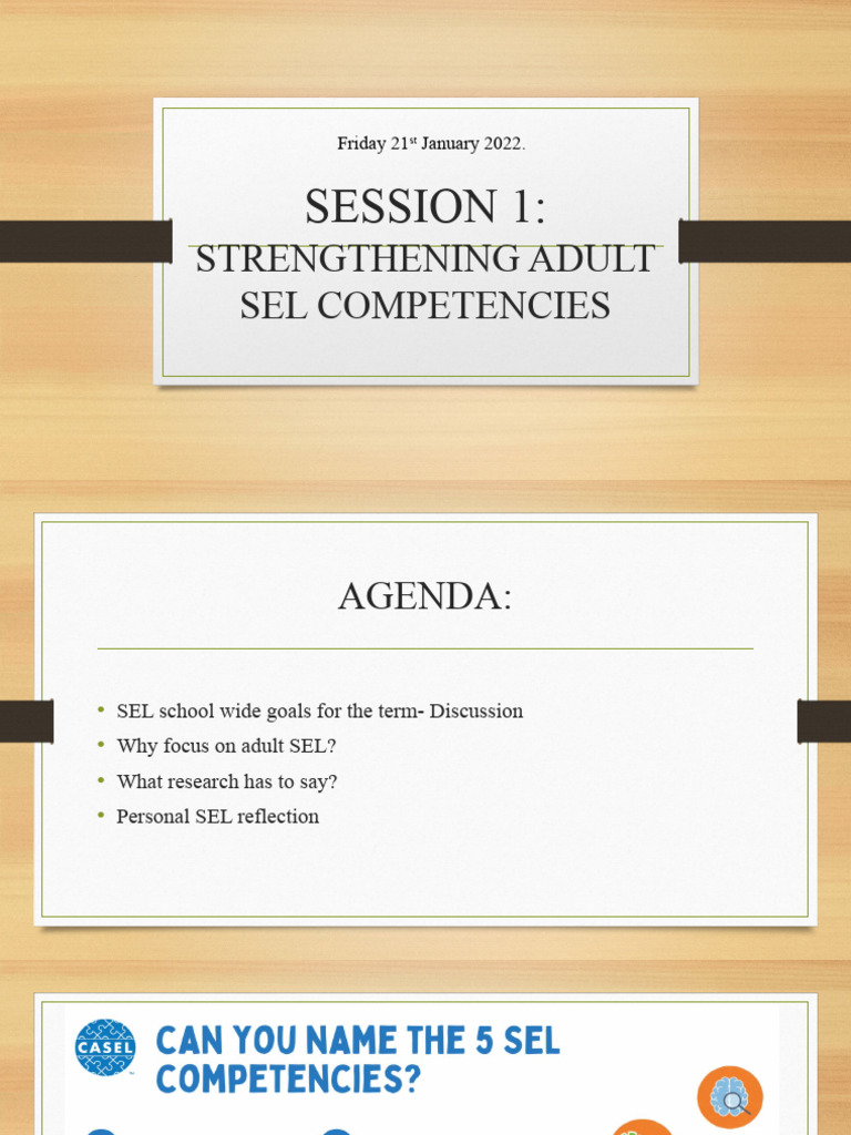 PD SESSION 1 and 2 Strengthining Adult SEL Competencies | PDF ...