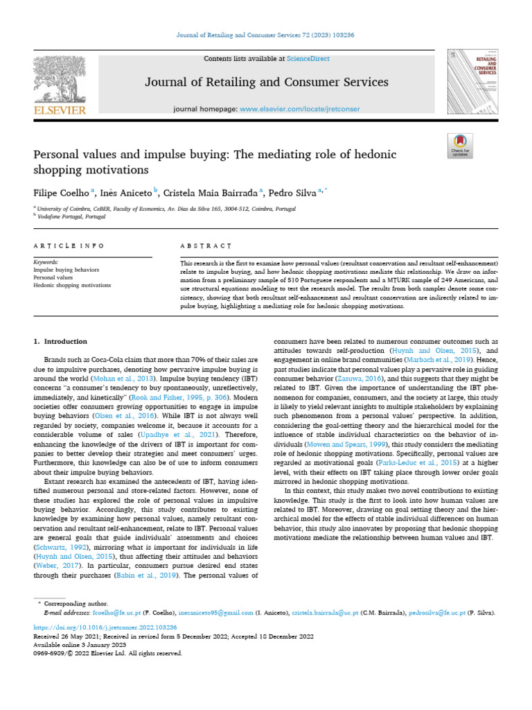 Personal Values & Impulse Buying | PDF | Goal | Motivational