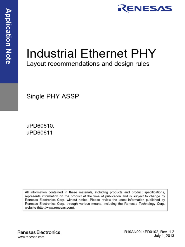 renesas.R19AN0014ED0102 - ASSP - Industrial Ethernet PHY Layout ...