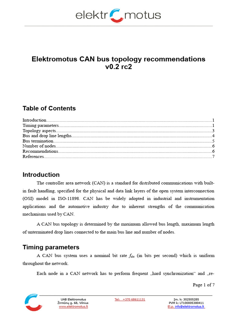 Elektromotus_CAN_bus_recommendations_v0.2_rc3 | PDF | Network Topology ...