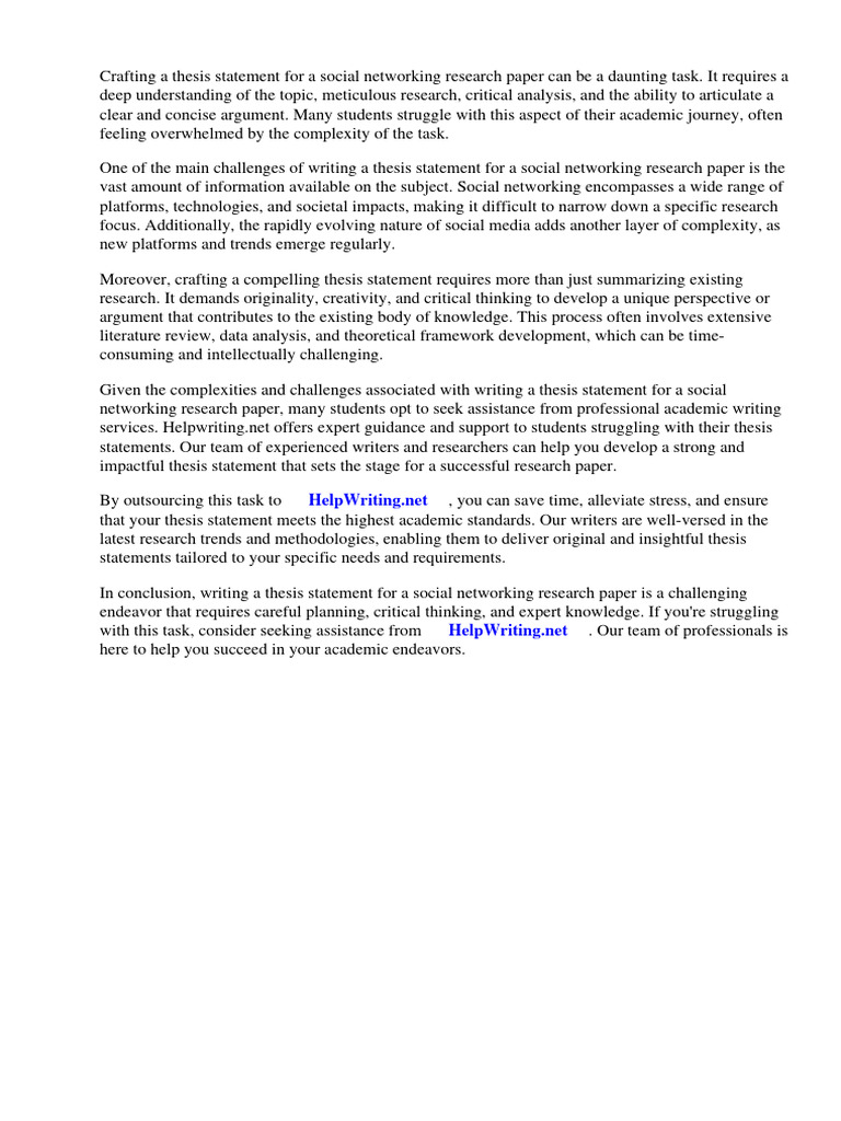 Thesis Statement for Social Networking | PDF | Social Media | Popular ...