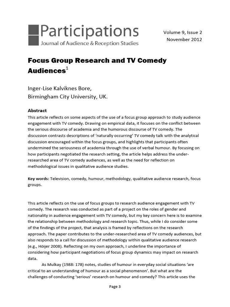 Focus Group Research and TV Comedy Audie | PDF | Focus Group | Qualitative Research