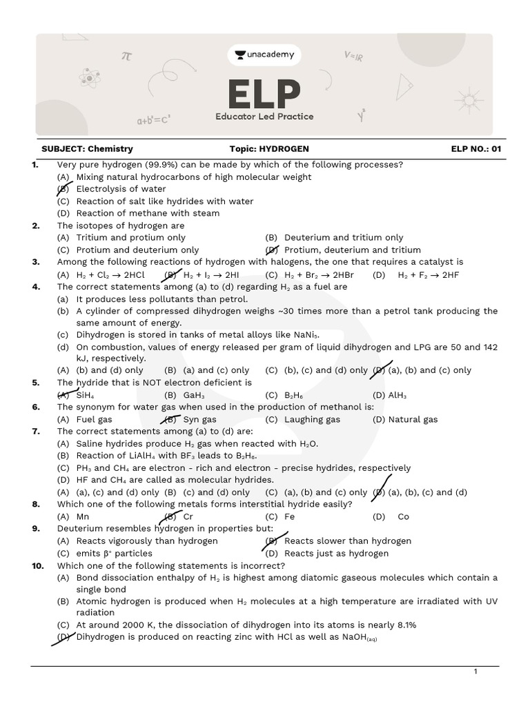 ELP 1 Hydrogen PDF | PDF | Hydrogen | Hydride