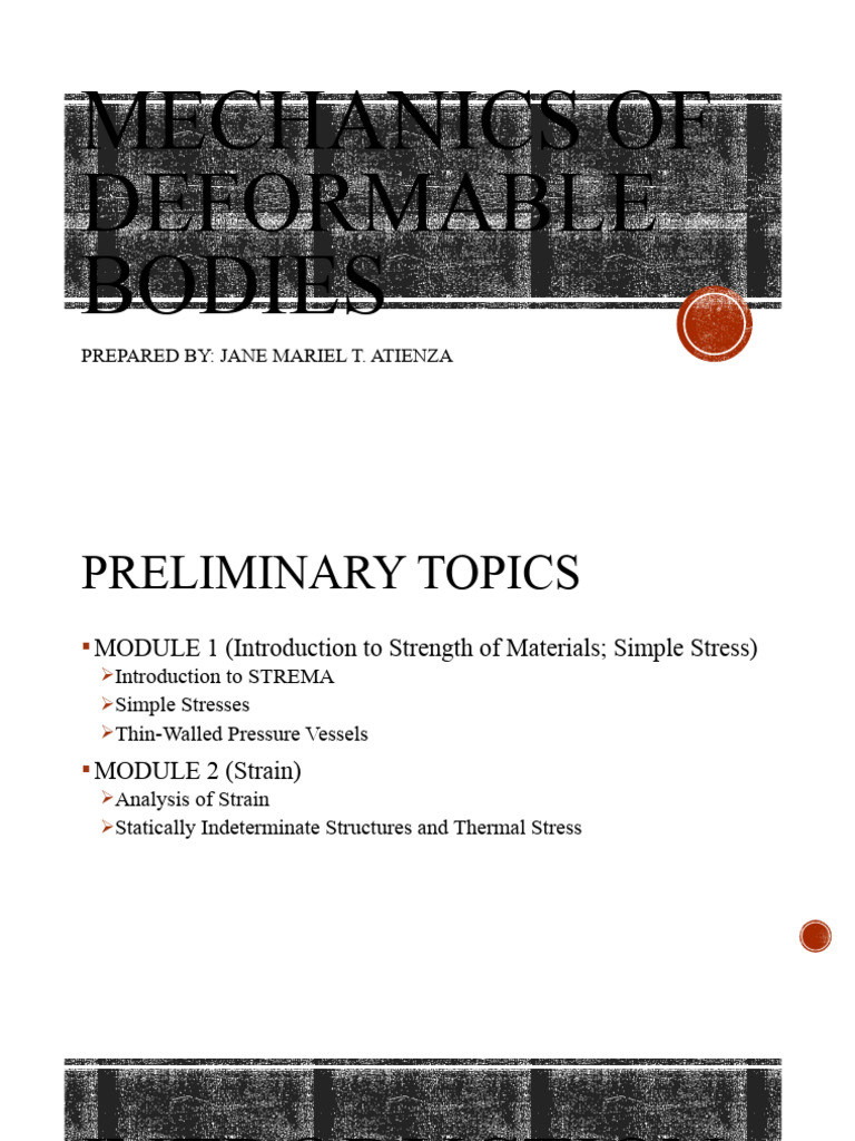 Mechanics of Deformable Bodies | PDF | Stress (Mechanics) | Strength Of Materials