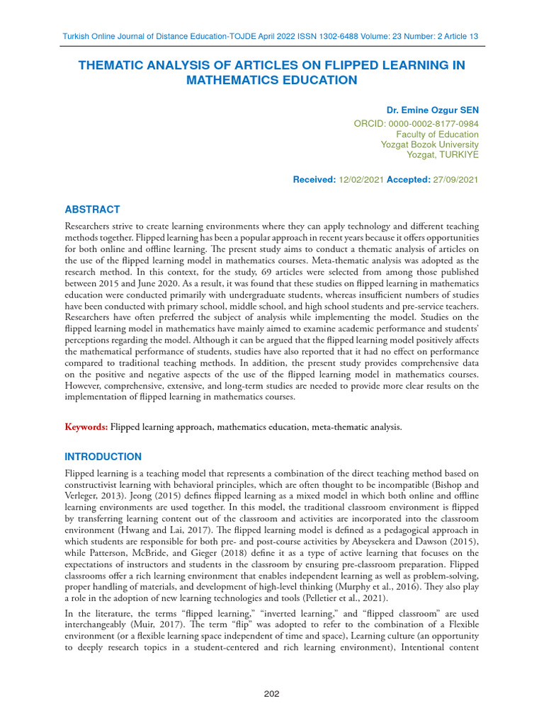 Thematic Analysis of Articles On Flipped Learning in Matematics Education | PDF | Conceptual ...