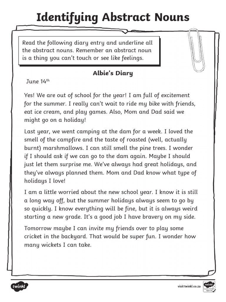 Za HL 809 Identifying Abstract Nouns Ver 7 | PDF