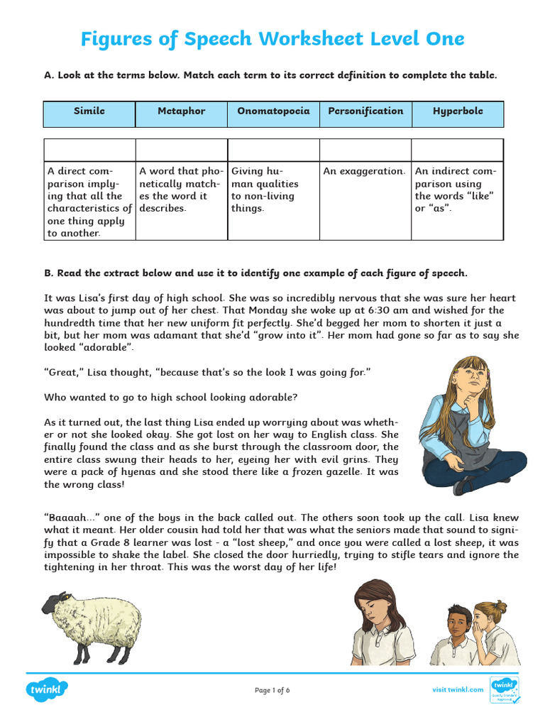 Za HL 1652124609 Figures of Speech Worksheet Ver 1 | PDF | Poetic ...