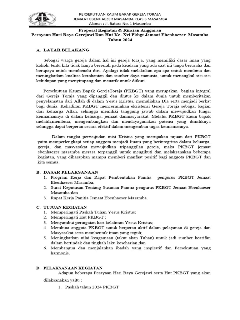 Proposal Kegiatan HARI RAYA GEREJAWI 2024 | PDF