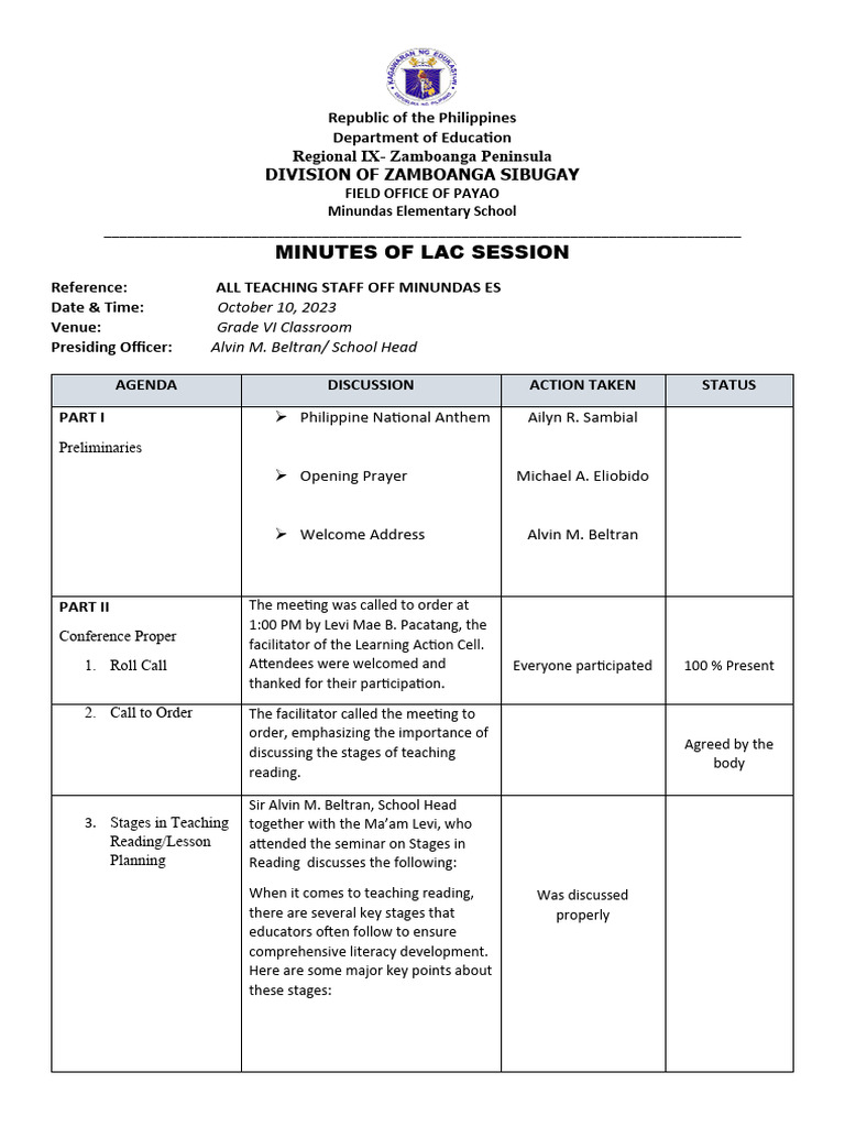 LAC Session on Teaching Reading Stages | PDF | Reading Comprehension ...
