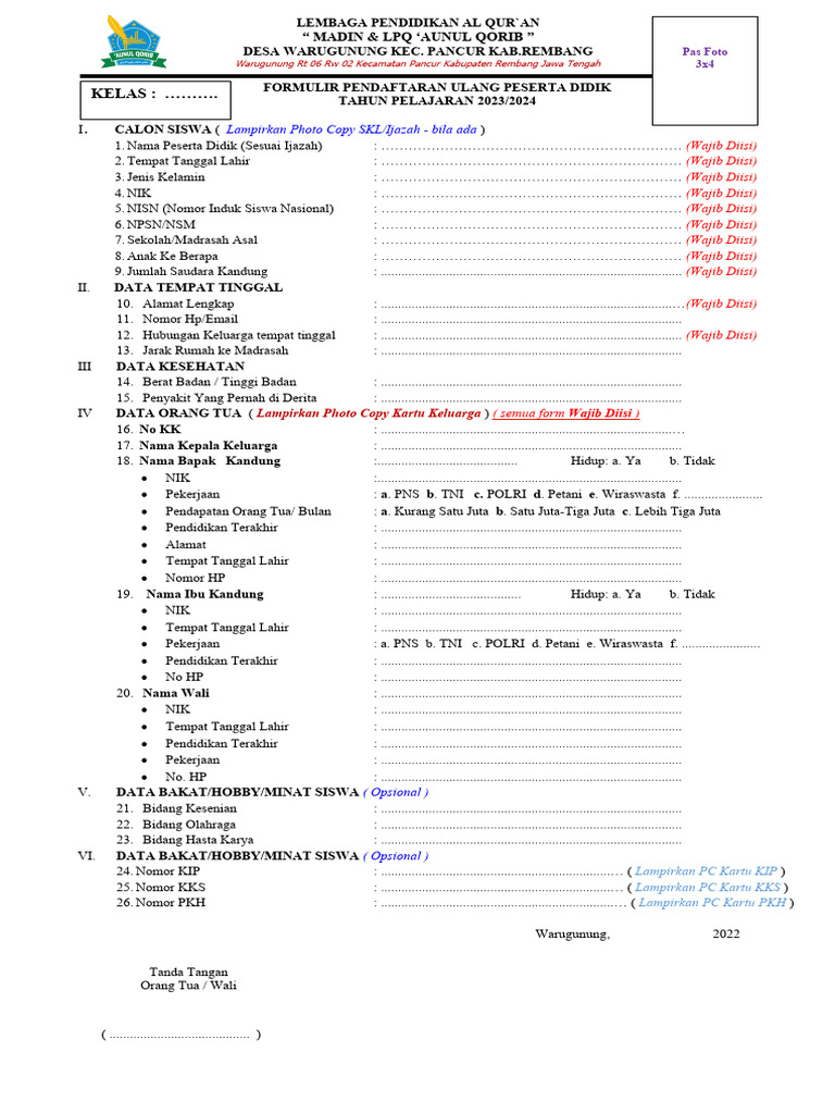 FORMULIR-PENDAFTARAN-PPDB-2020-2021 Sesuai EMIS 4.0 (SFILE | PDF