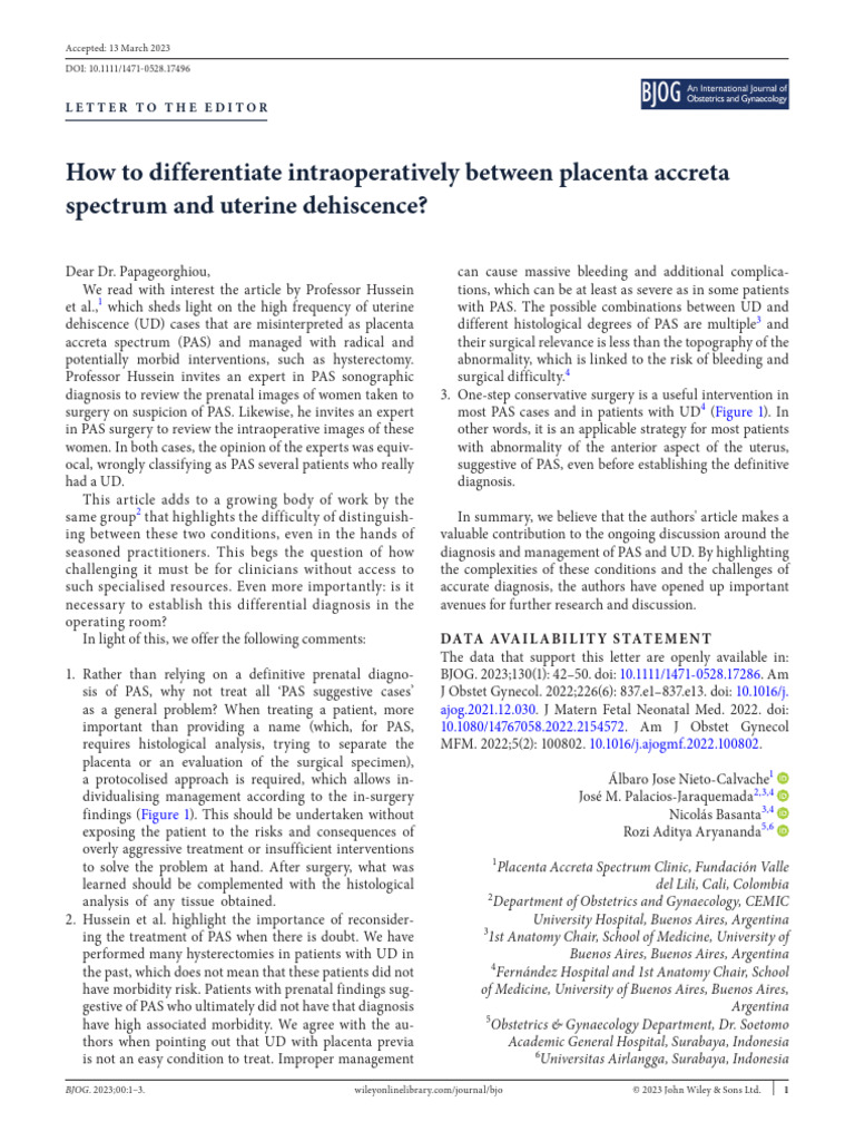 Nieto-Calvache. How to differentiate intraoperatively between PAS and ...