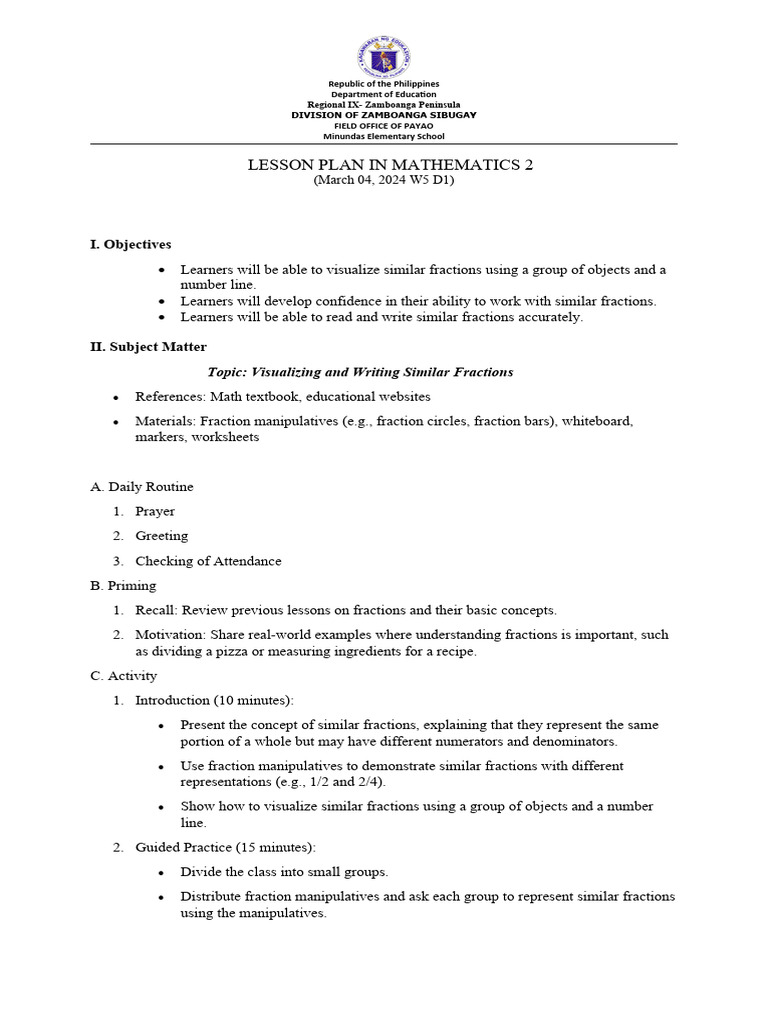 Q3 MATH W5 D1 | PDF | Mathematics | Lesson Plan