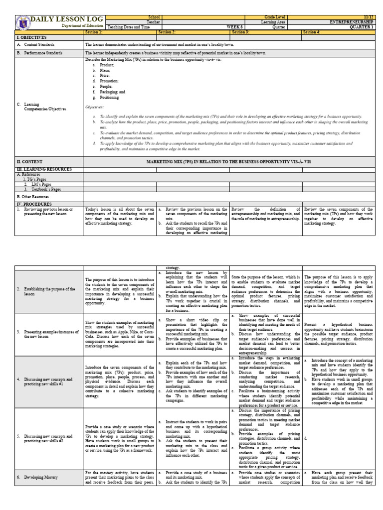 Entrep Q1 Week8 | PDF | Marketing | Target Audience