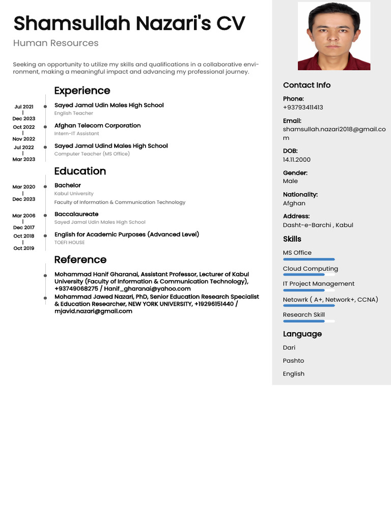 Shamsullah Resume 288 | PDF