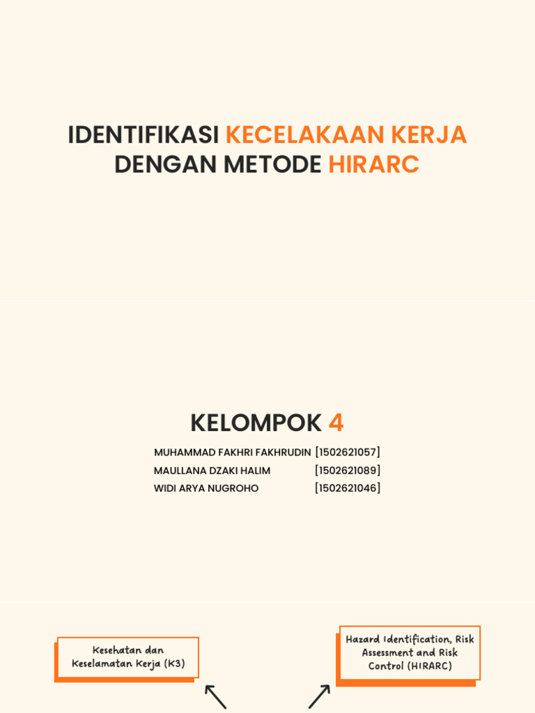 t1 PPT Ptk3 Identifikasi Kecelakaan Kerja Dengan Metode Hirarc Kelompok | PDF