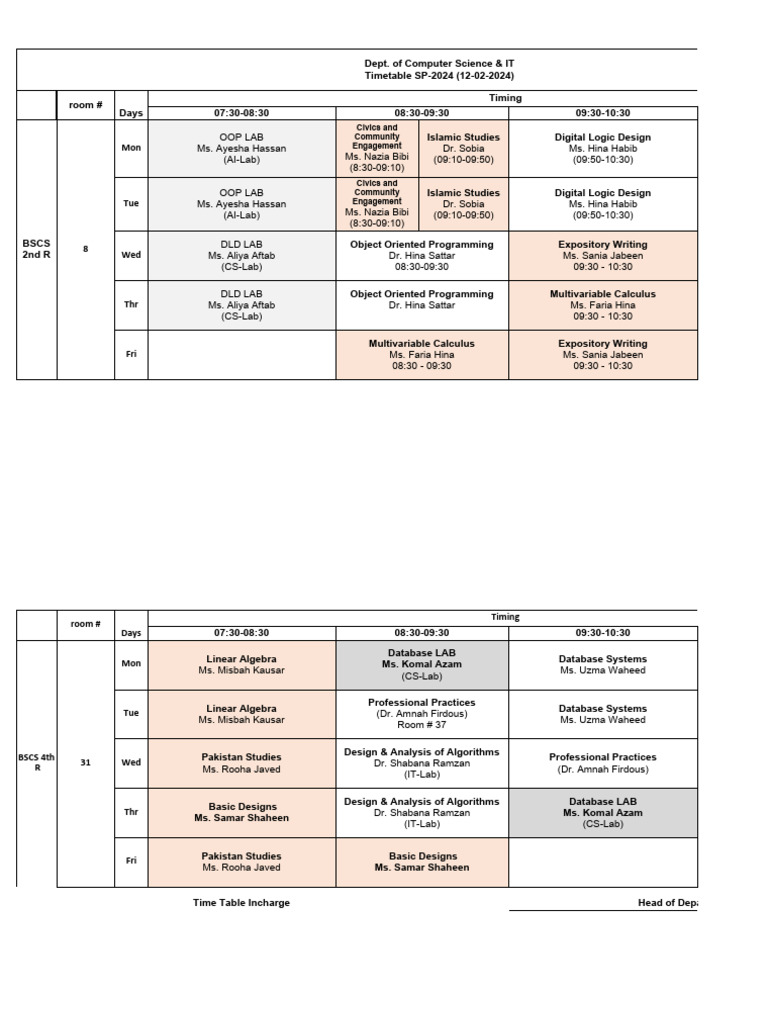 Timetable Ramzan Timings | PDF | Computing | Computer Science