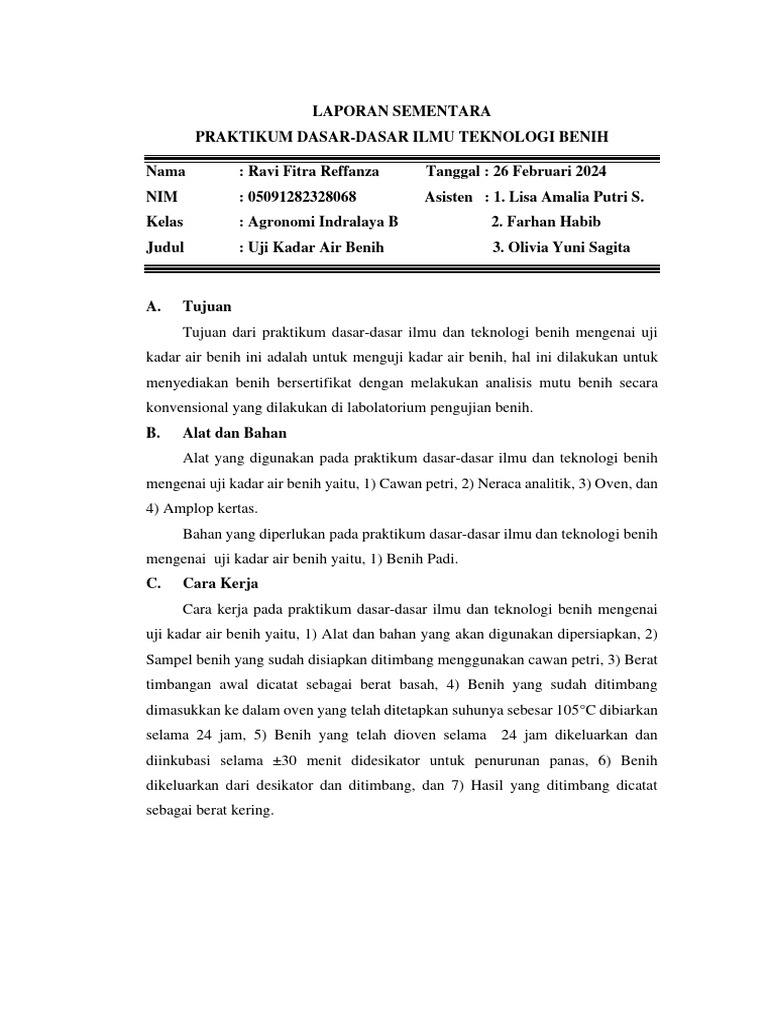 Laprak Tekben 5 Ravi Fitra Reffanza | PDF