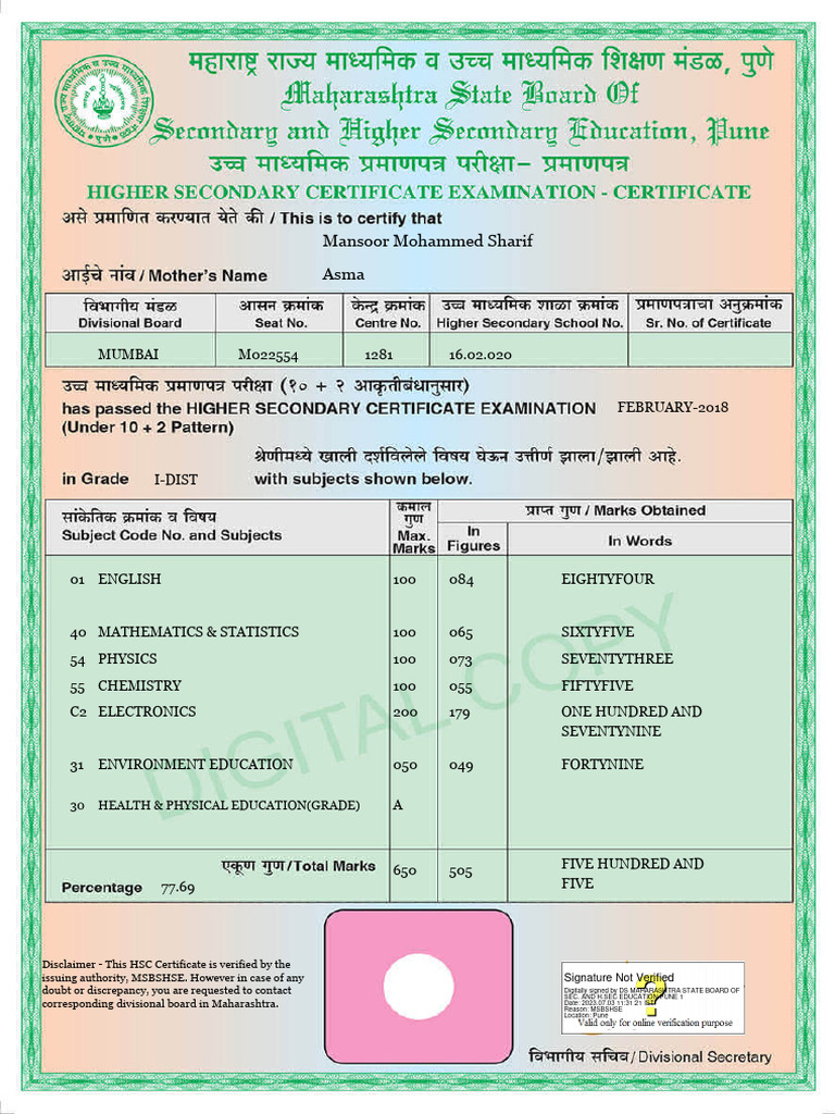 Marksheet | PDF