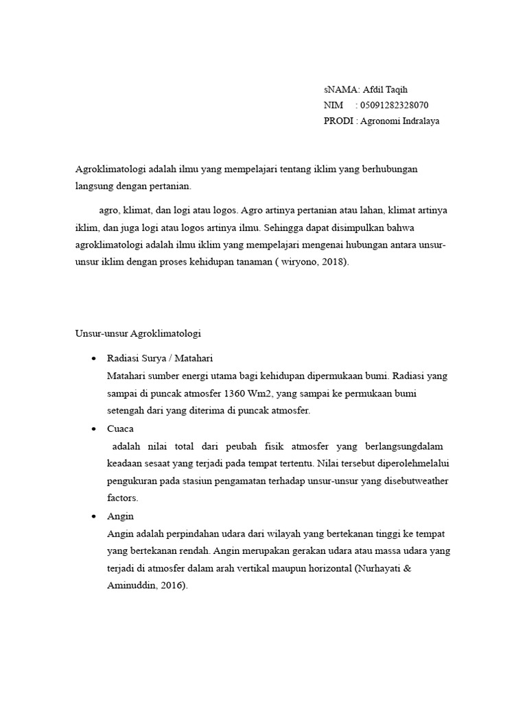 Afdil Taqih Laporan Agroklimatologi | PDF | Sains & Matematika ...