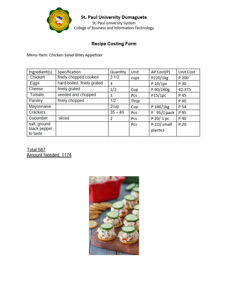 Recipe Costing Form 1 1 | PDF | Sauce | Western Cuisine